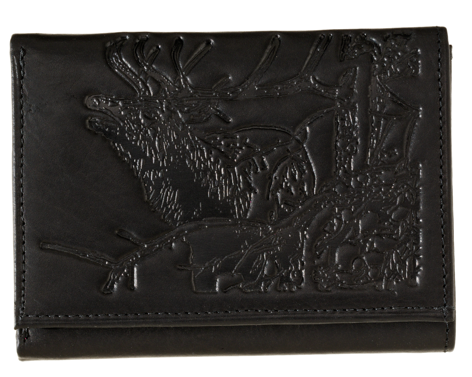 Bass Pro Shops Embossed Tri-Fold Leather Wallet - Forest Elk | Bass Pro ...